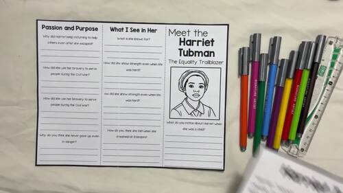 Harriet Tubman Worksheet Women's Black History Month Craft Activities