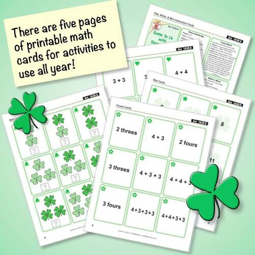 Addition to 14 with Shamrocks: Math Sense Card Games & Activities 1A38-S