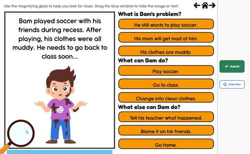 Problem Solving Using Short Stories for Speech Therapy Boom Cards