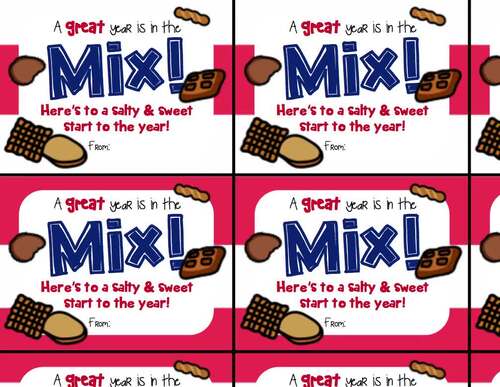 Chex Mix Beginning of Year Gift Tag- A great year is in the Mix! Here's ...
