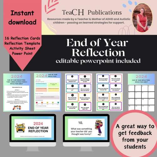 End of Year Reflection Fun Worksheet PowerPoint Classroom Feedback Goal ...