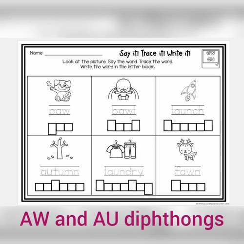 Diphthong Worksheets | Printable Phonics Worksheets aw au ew oo ow ou oy oi