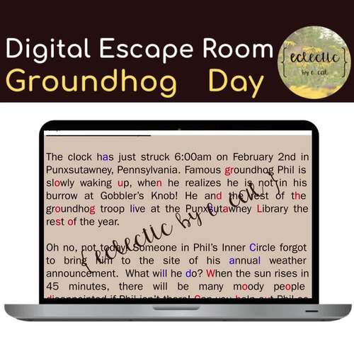 Groundhog Day Math Digital Escape Room PAPERLESS Winter by eclectic by ...