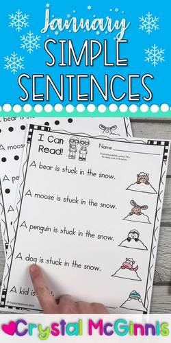January Winter Themed Simple Predictable Sentences for Beginning Readers