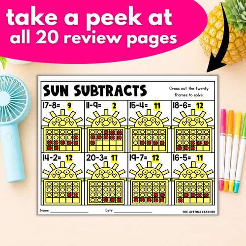 1st Grade Summer Math Packet No Prep Activities End of Year Math Review