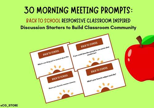 30 Morning Meeting Prompts | Back to School SEL | Responsive Classroom ...