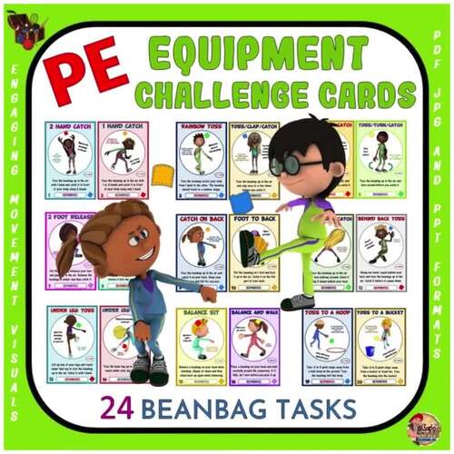 PE Activities Using Gym Equipment - Beanbag Task Cards - Motor Skill ...