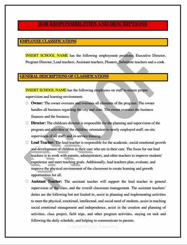 Job Responsibilities and Descriptions by Admin 4 You | TPT