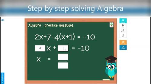 Algebra : Step by step solving Algebra Boom Card by SG Math Guru