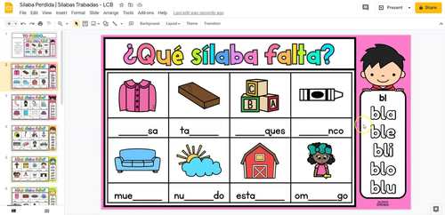 Buscando sílabas trabadas | Google Classroom™ by La Chica Bilingue