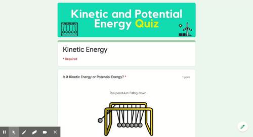 Potential and Kinetic Energy Digital Quiz | Assessment | Benchmark | 4 ...