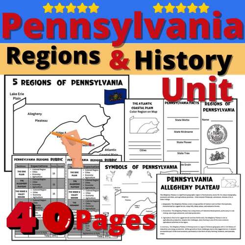 Pennsylvania Regions Unit History & Activities State Maps Worksheets ...