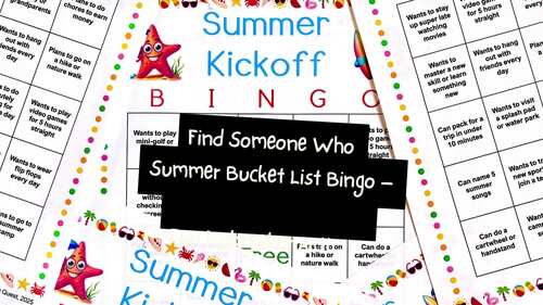 Last Week of School Activity Find Someone Who Summer Bucket List End of ...