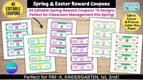 Editable Classroom Reward Coupons for Spring & Easter by Little Learner ...