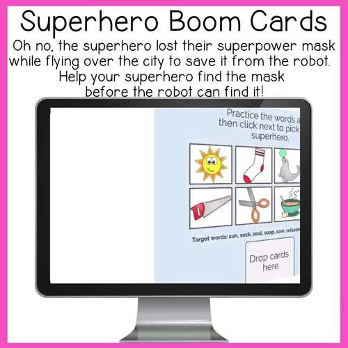 Articulation BOOM CARDS S & Z: Superhero Search & Say by Speechie Pals