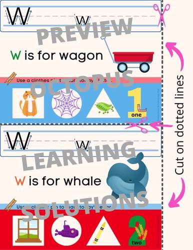 104 Color-coded Clothes Pin Activity Cards | LETTERS | Distance ...