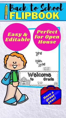 Back to School Flipbook - Editable No Cut Power Point 1st 2nd 3rd 4th