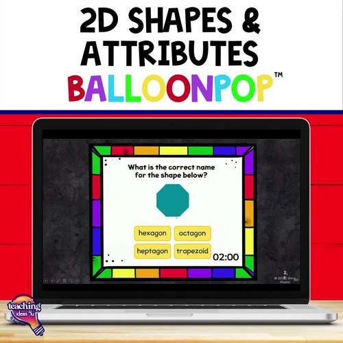 3rd Grade 2D Shapes & Attributes Digital Math Review Games BalloonPop™