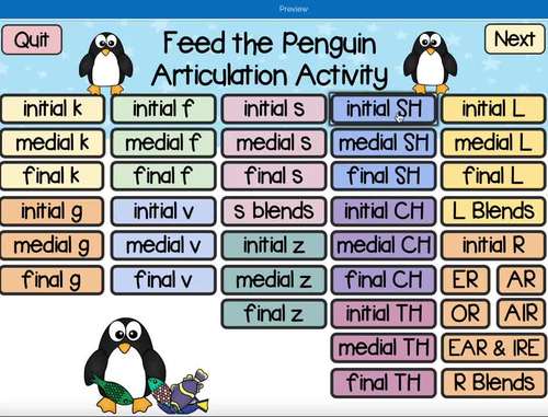 Feed the Penguin Winter Articulation Boom Cards™ Winter Speech Therapy ...