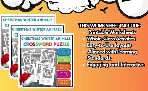 December Christmas Winter Animals Crossword Activities 4th,5th,6th,7th ...