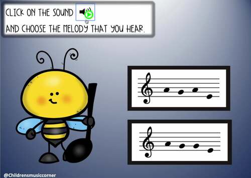 Music Ear training Mi-So-La Melodies Digital Task Cards in Boom Cards™