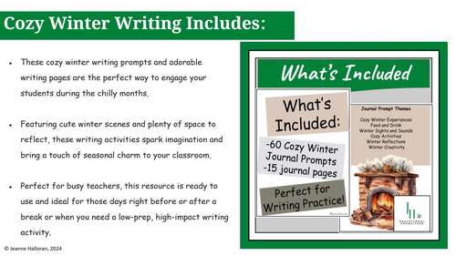 Cozy Winter Writing Prompts and Pages by JH EdConsult | TPT