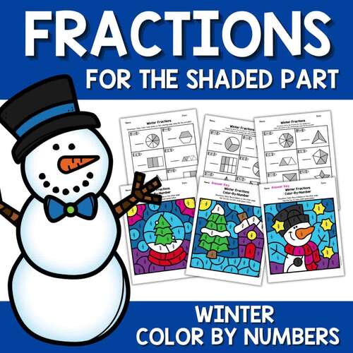 Winter Fractions Color by Number Code Fun Worksheets No Prep 2nd 3rd ...
