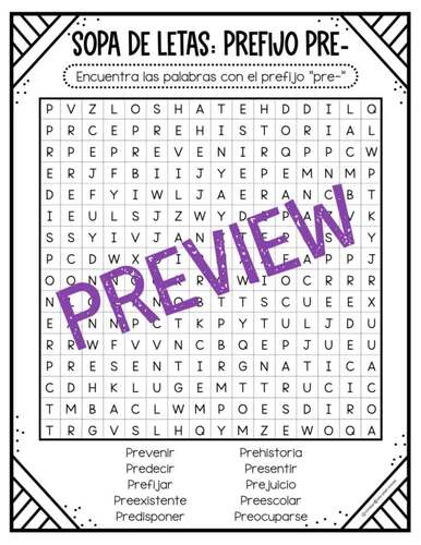 Prefijos y Sufijos Sopas de Letras - Spanish Prefixes and Suffixes Word ...