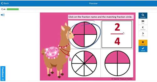 Identifying Fractions Boom Cards activity for 2nd 3rd grade Valentine math