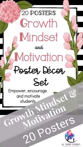 Growth Mindset and Motivation Poster Decor Set - Bulletin Board | TpT