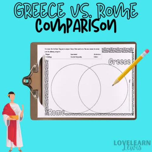 Greece vs. Rome Comparison Chart (Venn-Diagram) by LoveLearnLewis