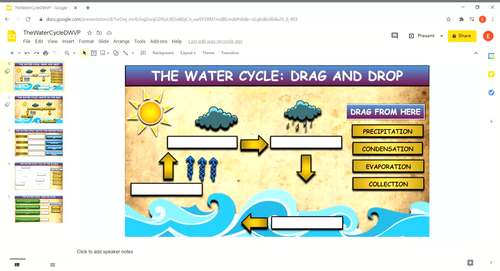 The Water Cycle: Drag & Drop Worksheet: Google Slides. Powerpoint