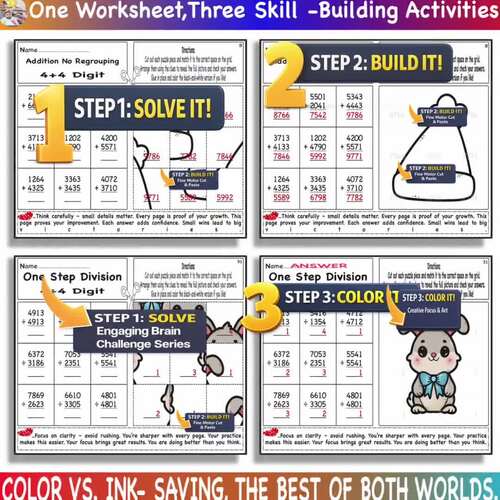Fun Skip Counting by 6s 9s Game Pict Color Cut Paste Math Center ...