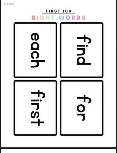First 100 Sight Words Flash Cards, Preschool Reading Tool, Kindergarten ...