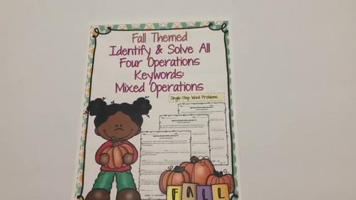 Identify All Four Operations Keywords: Single-Step Word Problems Fall ...