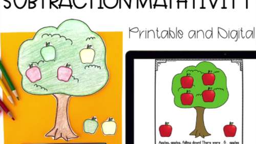 Apples Subtraction Math Word Problem Activity & Craft | Printable and ...