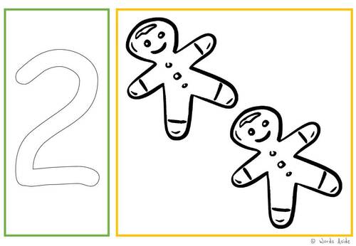 Number Quantity Cards Color Trace GINGERBREAD by Words Aside | TPT