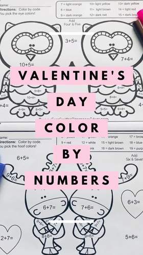 Valentine's Day Color By Number Addition by Fern Smith's Classroom Ideas
