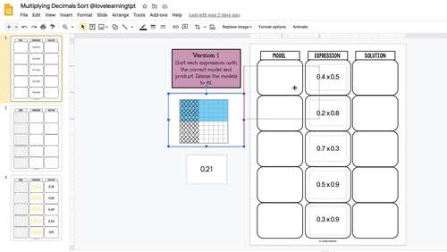 Multiplying Decimals Sort Activity by Love Learning | TPT