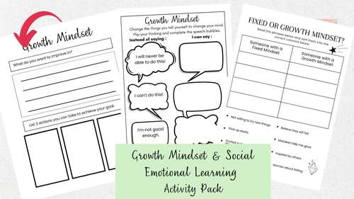 Growth Mindset Lessons, Social Emotional Learning Activity Pack for ...