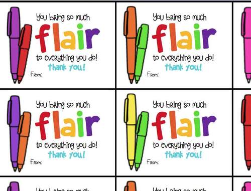 Flair Pen–Themed Teacher & Staff Appreciation Gift Tag-You bring so ...