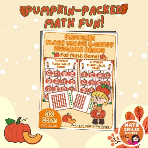 Pumpkin Place Value Bingo | Two-Digit Numbers Fall Math Activity | 1st ...