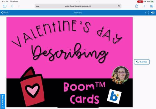 Valentine’s Day Describing Boom™ Card games by Mrs Peach The SLP