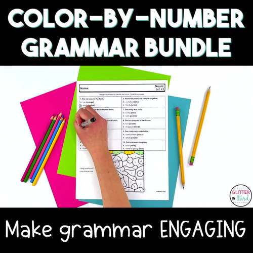 Daily Grammar Practice Activities Worksheets Color-By-Number BUNDLE