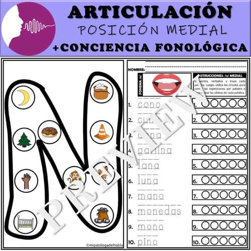 Articulación Posición Medial y Conciencia Fonológica Articulation Spanish