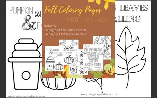 Fall Coloring Pages by Growing Young Minds with Yoo | TPT