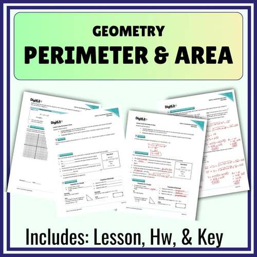 Perimeter & Area Notes, Worksheets, & Homework | 9th-11th Grade Geometry