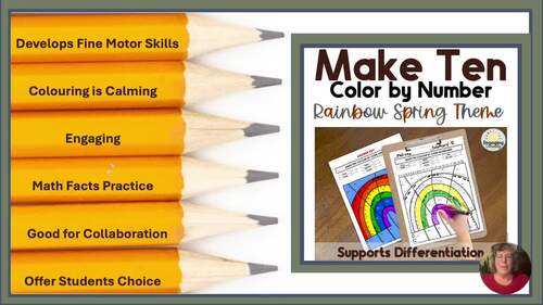 Spring Make Ten Color-by-Number Coloring Pages for Addition Within 10 ...