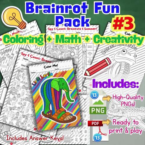 Italian Brainrot Activity Pack 3| Coloring Pages, Math Worksheets, Spy ...