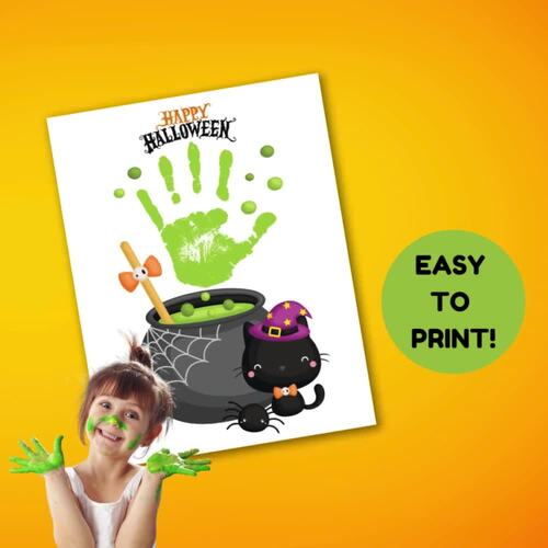 Template Handprint Craft | Halloween Cat Craft Preschool | Halloween ...